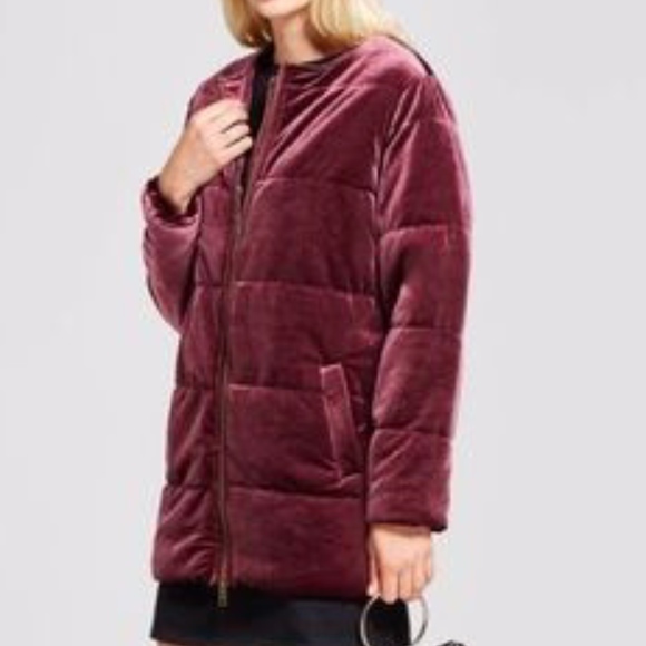 Who What Wear | Jackets & Coats | Who What Wear Berry Velvet Puffer ...